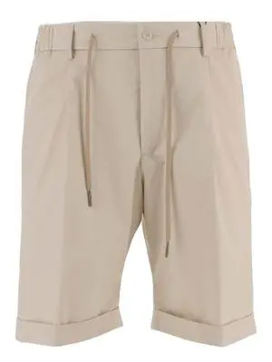 Tagliatore Stretch Cotton Shorts With Drawstring Waistband - Beige