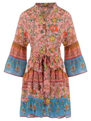 PEP'S CANNES Floral Print Cotton Dress - Red