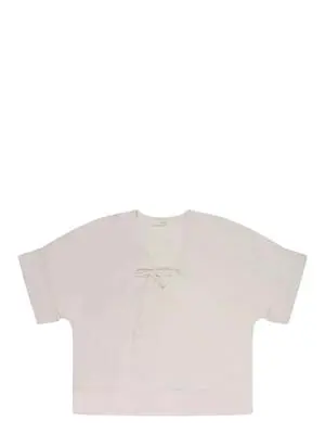 GLANSHIRT Glanshirt Ivory Tie-Neck Blouse Neutrals