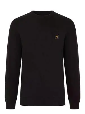UOMINITALIANI Merino Wool Embroidered Logo Sweater - Brown