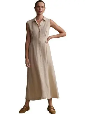 Jenni Kayne Jayne Dress In Linen Viscose Blend - Tan