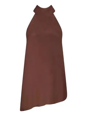Federica Tosi Asymmetric Crepe Top - Brown