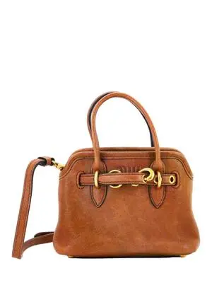 Miu Miu Aventure Leather Mini Tote Bag - Brown