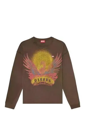 DIESEL® Graphic-print Long-sleeve T-shirt - Brown