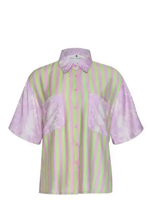 STATE OF GEORGIA Hibiscus Rose Stripe Shirt - Pink