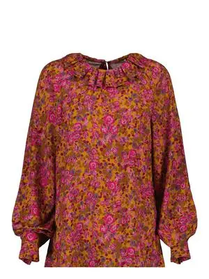 PALINGÉNÉSIE Carmen Retro Floral Blouse - Yellow