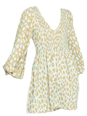 STATE OF GEORGIA Giraffe Print Crepe Swing Dress - White