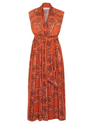 STATE OF GEORGIA Maxi Wrap Dress - Orange