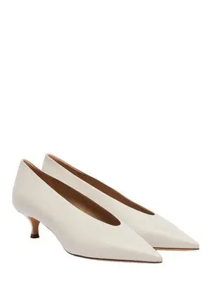 Le Monde Beryl Babouche Leather Pumps Grey