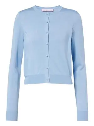 Carolina Herrera Cropped Silk And Cotton Cardigan - Blue
