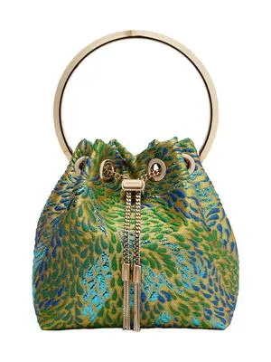 Jimmy Choo Bon Bon Brocade Bucket Bag - Green | Editorialist