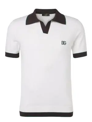 Dolce & Gabbana Dg Wool And Silk Polo Shirt - White