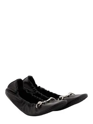 Gucci Prima Horsebit Leather Ballet Flats - Black