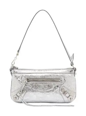 Balenciaga Le City Metallic Leather Shoulder Bag - Silver