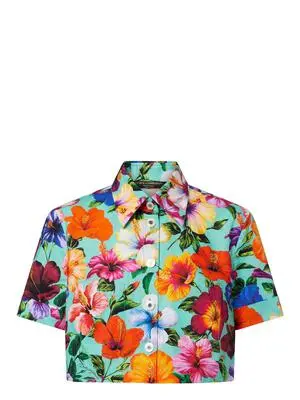 Dolce & Gabbana Floral Cotton Crop Top - Multicoloured