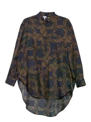 Loewe Anagram Print High-low Shirt - Blue