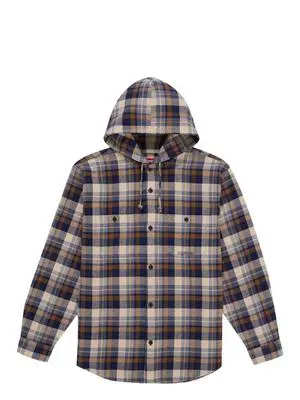 Supreme Hooded Flannel Shirt - Brown
