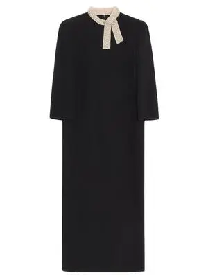 Valentino Garavani Cady Couture Embroidered Short Dress - Black/silver