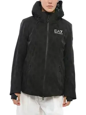 Giorgio Armani Graphic Print Hooded Jacket - Black
