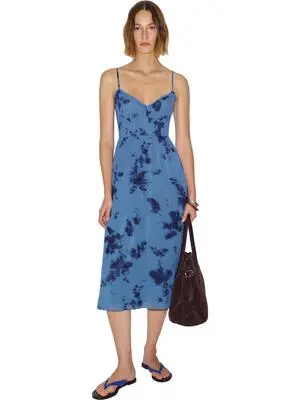 REFORMATION Sleeveless Sweetheart Neckline Dress - Blue