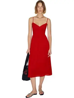 REFORMATION Sleeveless Sweetheart Neckline Dress - Red