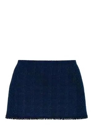 Givenchy Tweed Mini Skirt With Frayed Hem - Blue