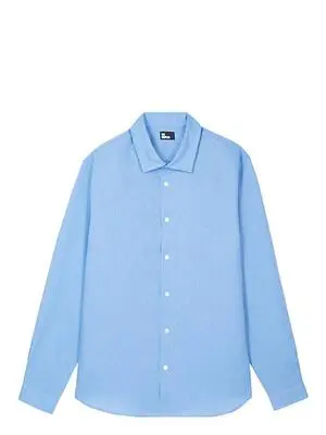 The Kooples Logo-embroidered Slim-fit Linen Shirt - Blue
