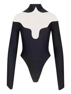 MUGLER High-neck Bodysuit With Star Zip Detail - Black