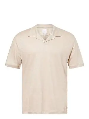 Eleventy Open-collar Short-sleeve Linen Polo Top - Sand