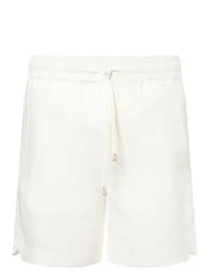 Eleventy Bermuda Athletic Drawstring Linen Shorts - Bianco
