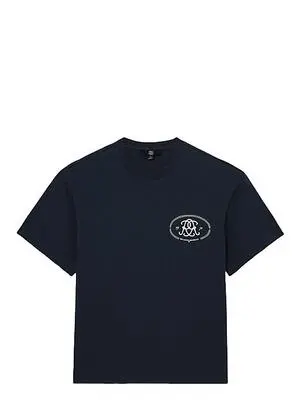 REISS Clement Branded-print Cotton-jersey T-shirt - Washed Navy