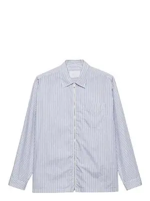 Prada Stripe-print Zipper Cotton Shirt - Blue