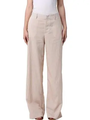PT TORINO Striped Wide Leg Trousers - Mustard