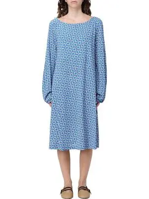 Malìparmi Printed Midi Dress With Long Sleeves - Blue