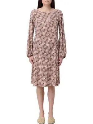 Malìparmi Printed Midi Dress With Long Sleeves - Brown