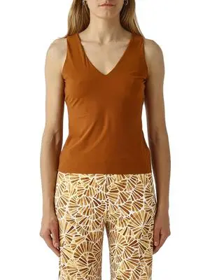 Malìparmi Maliparmi Sleeveless V-Neck Jersey Top Camel