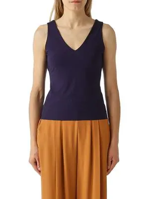 Malìparmi Maliparmi Sleeveless V-Neck Jersey Top Navy