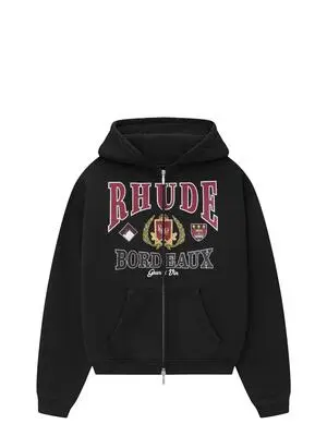 Rhude Bordeaux Grand Vin Zip Up Hoodie - Black