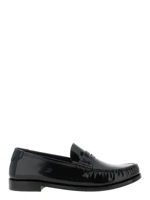 Saint Laurent Logo Detail Loafers - Black