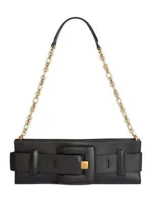 BALMAIN Balmain Anthem Smooth Leather Clutch With Belted Detailing And Chain Strap