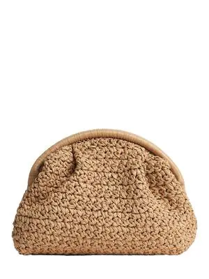 Eleventy Raffia Woven Clutch - Beige
