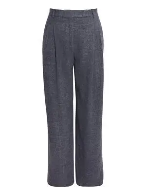 Eleventy Wool-linen Blend Trousers With Sequins - Blue