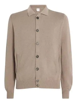 Eleventy Cotton-silk Cardigan With Collared Neckline - Grey