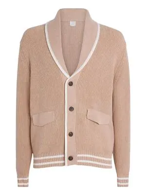 Eleventy Cotton Shawl Collar Cardigan - Beige