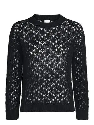 Eleventy Cotton-blend Open-work Sweater - Black