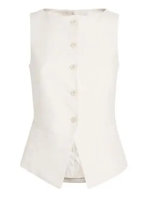Eleventy Linen-blend Waistcoat - Ivory