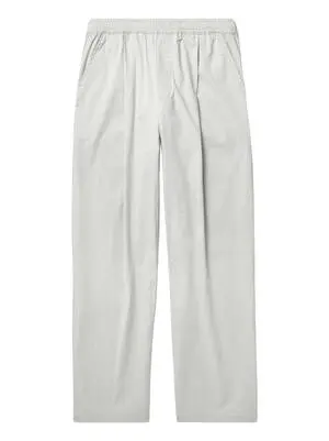 Folk Straight-leg Cotton-blend Seersucker Trousers - Gray