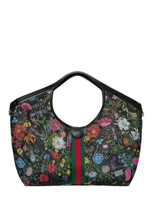 Gucci Giglio Flora Large Tote Bag In Fabric - Black