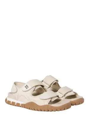 Miu Miu Technical Fabric And Suede Sandals - Ivory