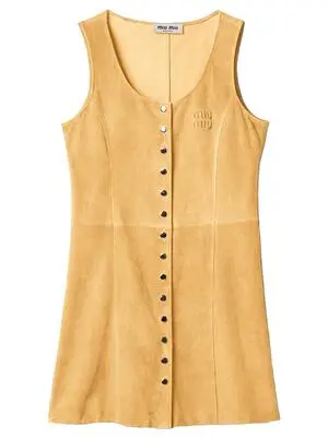 Miu Miu Waxed Suede Dress - Soy Green